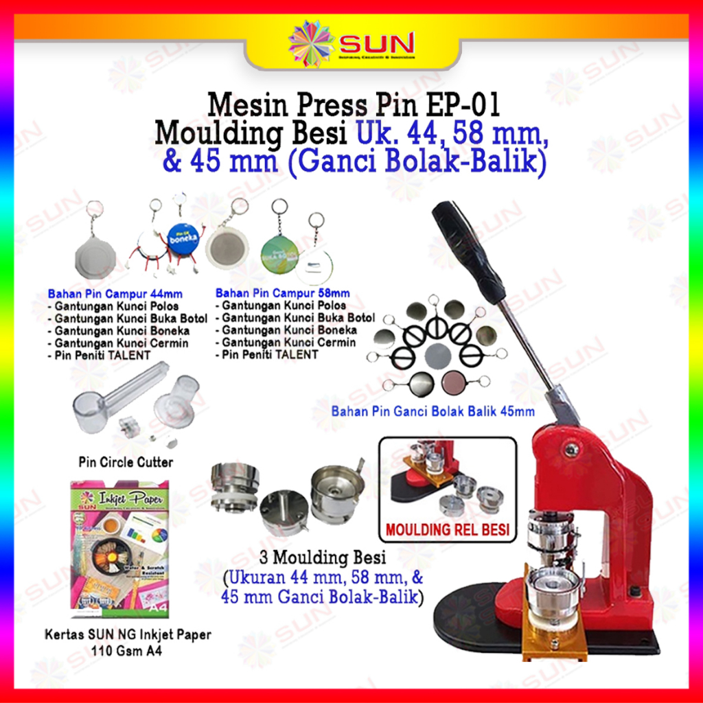 Jual Mesin Alat Press Pin SUN EP-01 / GK-TECH Moulding 44 dan 58 mm ...