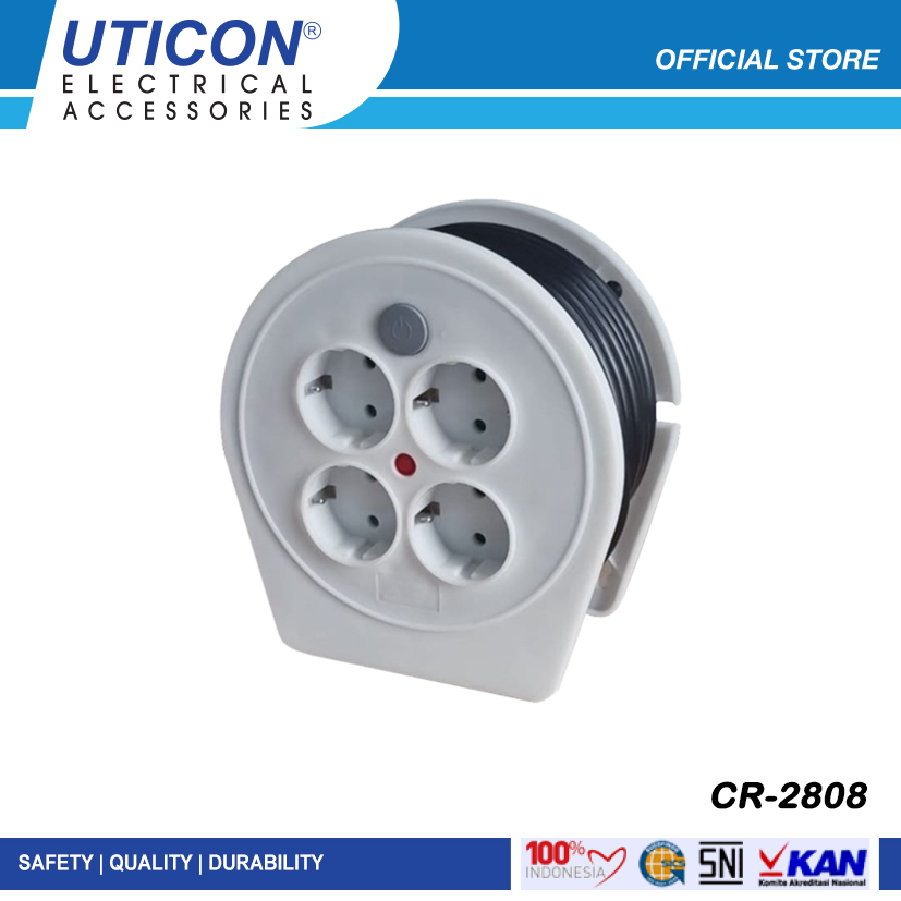Jual Uticon CR-2808 Kabel Roll 8Meter + Saklar | Shopee Indonesia