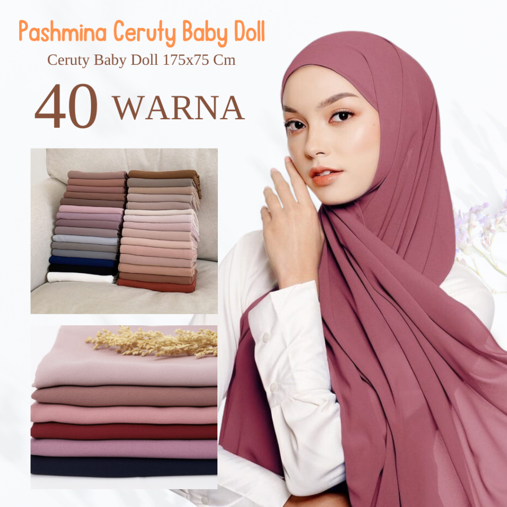 Jual Pashmina Ceruty Baby Doll Hijab Pasmina Ceruti Jilbab Kerudung ...