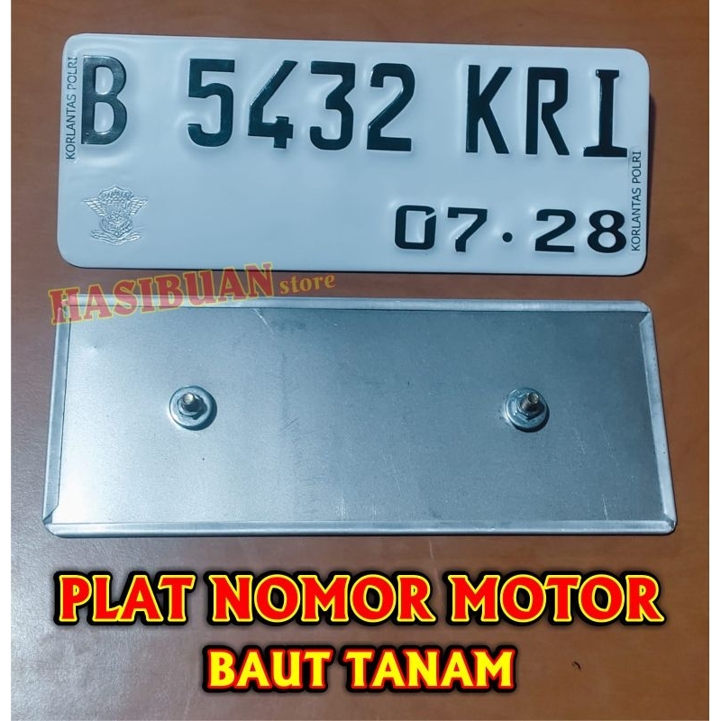 Jual Plat Nomor Motor Baut Tanam font Baru / Lama Standar Samsat Putih ...