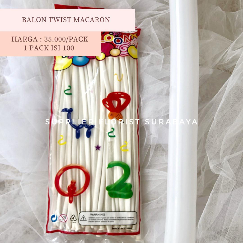 Jual [1 PACK ISI 100] BALON TWIST PASTEL MACARON BALON PENTIL BALON ...