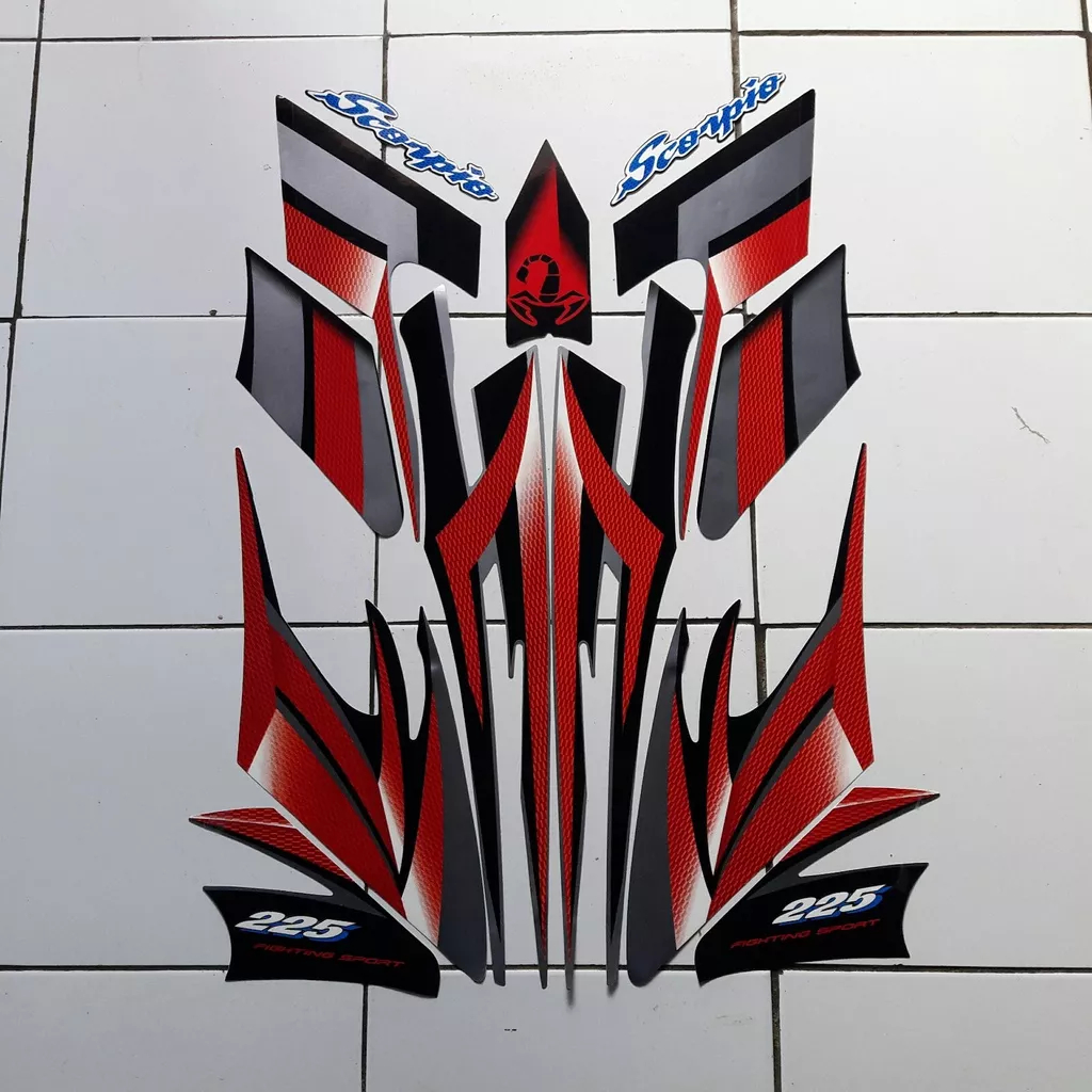 Jual stiker striping scorpio z 2004 2005 abu merah lis body standar ...