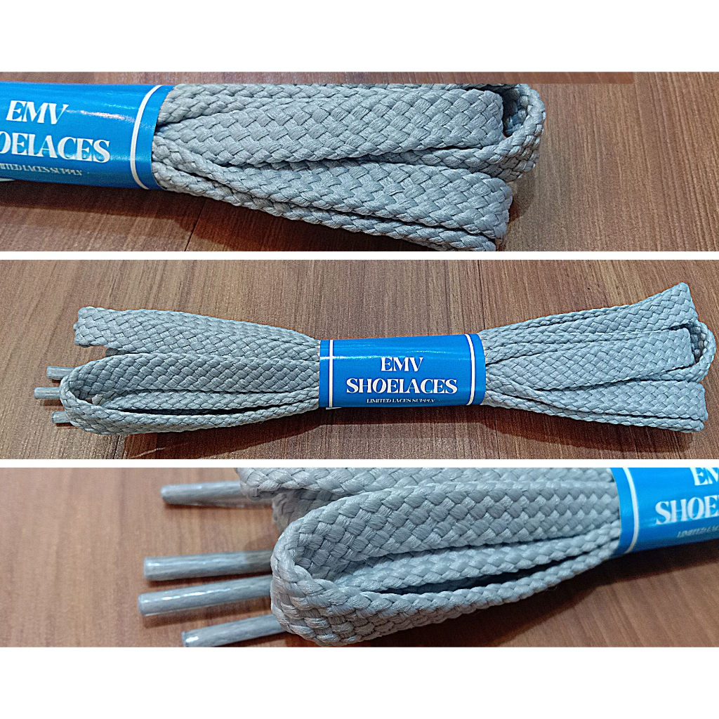 Jual TALI SEPATU GEPENG WARNA ABU TEXTURE PANJANG 120CM | Shopee Indonesia