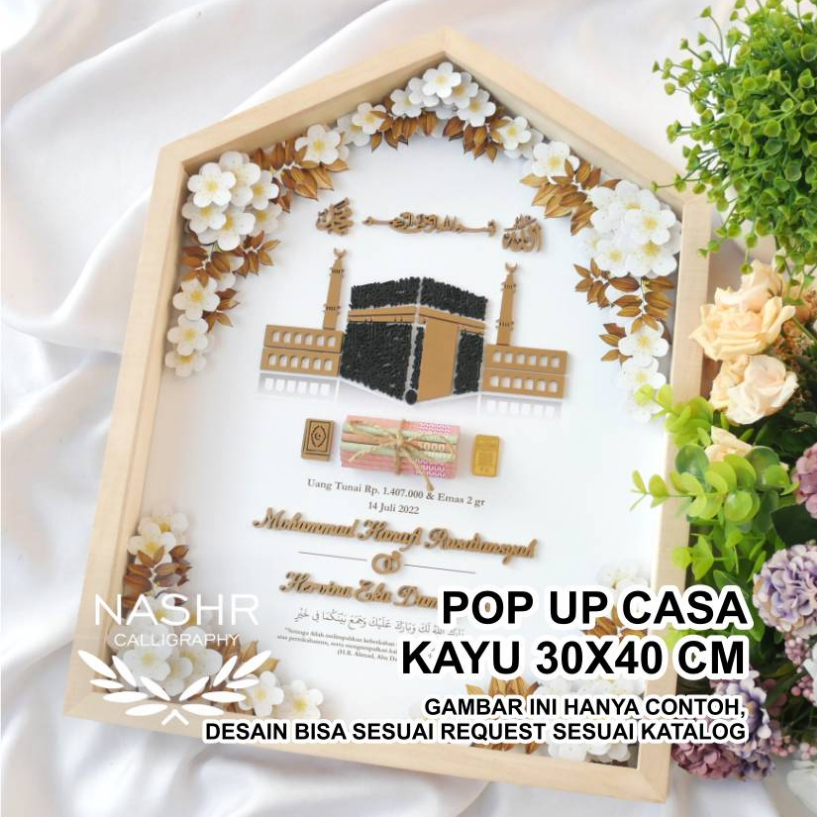 Jual Pop Up Casa Kayu 30x40 cm ( Kaligrafi & Nama TIMBUL ) Hiasan Mahar ...