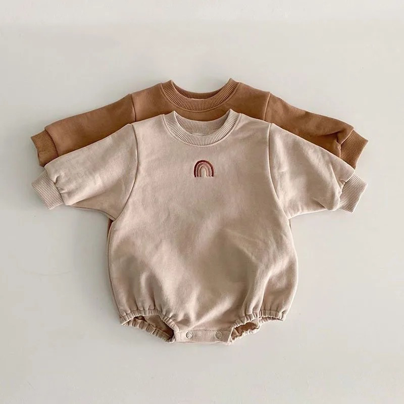 Jual Romper Pelangi Polos Coksu dan Milo Lengan Panjang Korean style ...