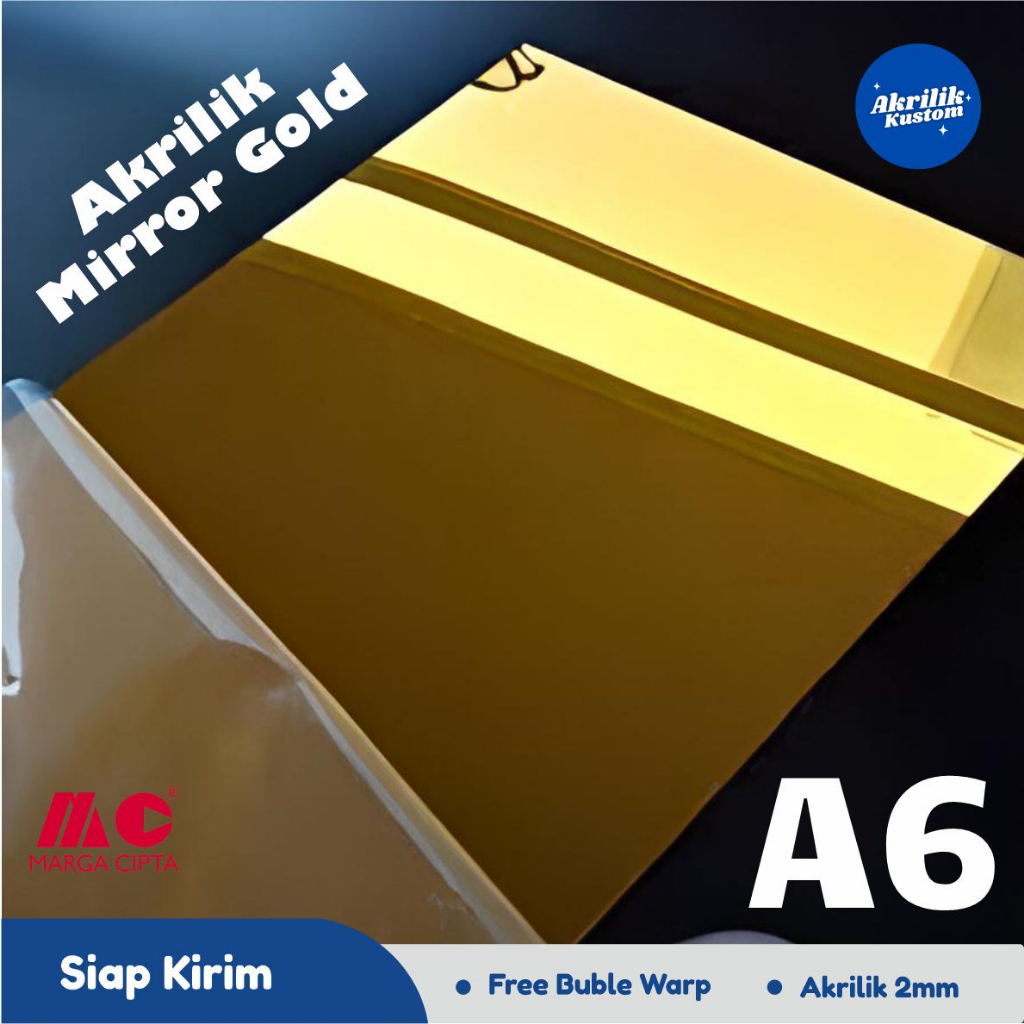 Jual Akrilik Lembaran Gold | Akrilik Mirror Gold A6 2mm | Shopee Indonesia