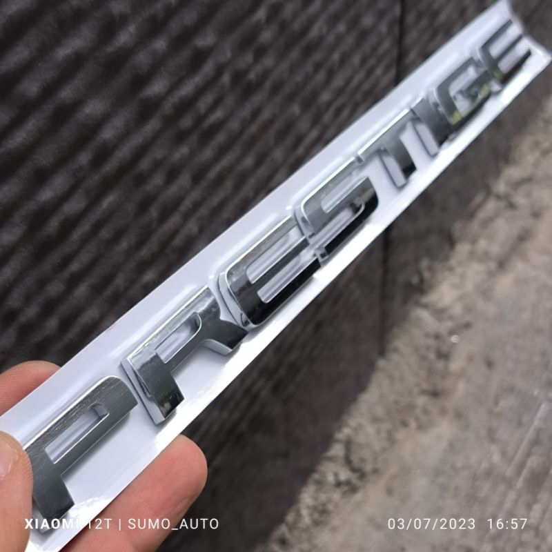 Jual satu set emblem tulisan PRESTIGE untuk honda brv hrv crv emblem ...