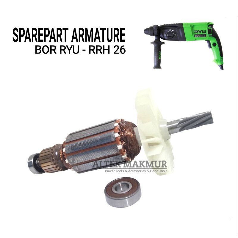 Jual Armature Mesin Bor Rotary Hammer RYU RRH26 / Angker Dinamo Bor 3 Mode RYU RRH 26 / Rotor ...