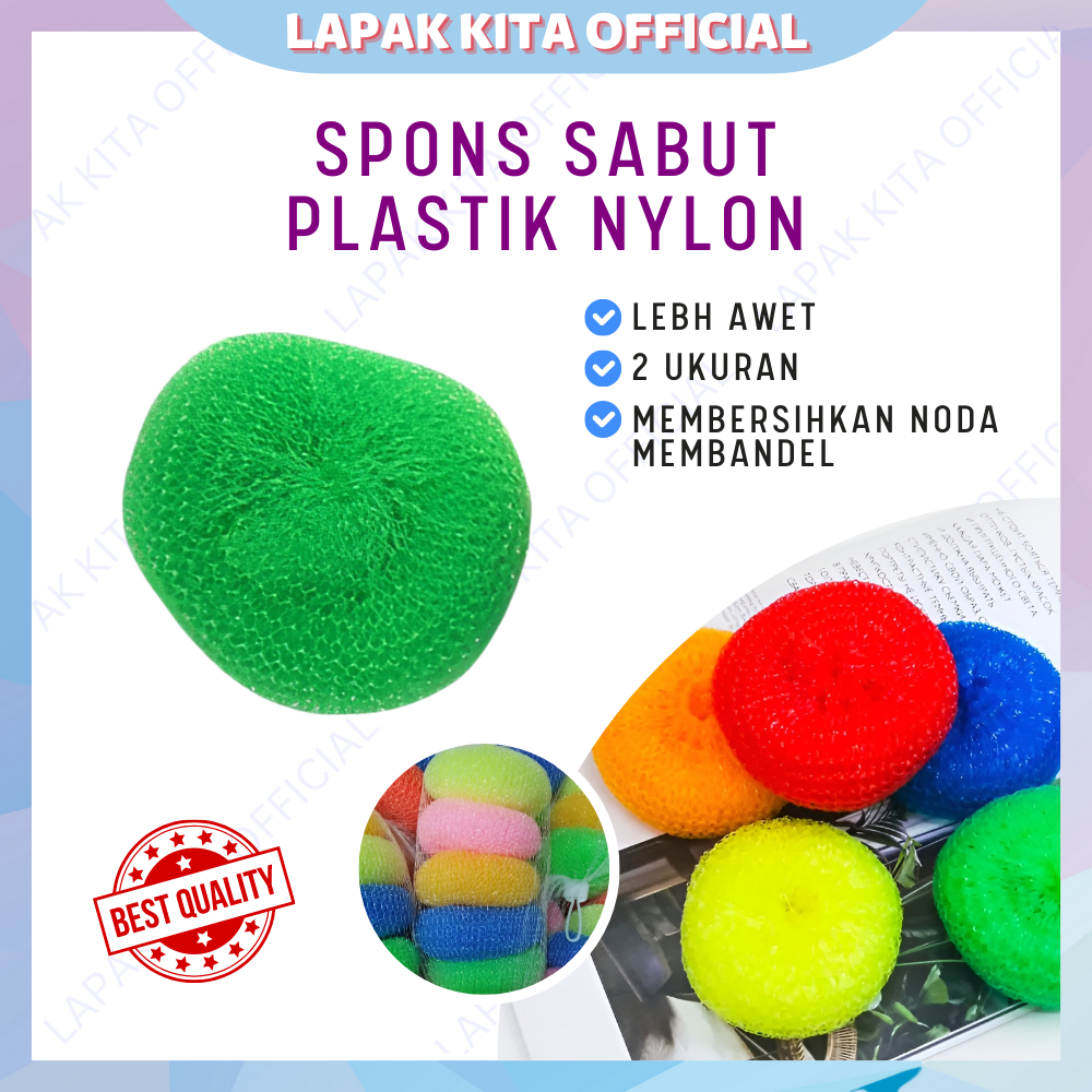 Jual Sabut spons warna bahan plastik nylon busa jaring cuci gelas ...