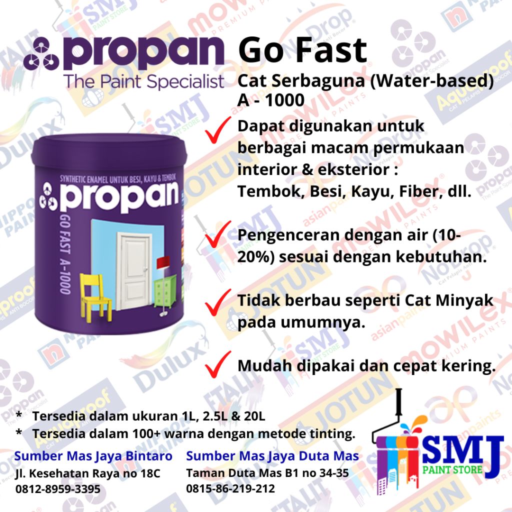 Jual CAT TEMBOK, CAT KAYU DAN CAT BESI PROPAN GO FAST GLOSS WARNA ...