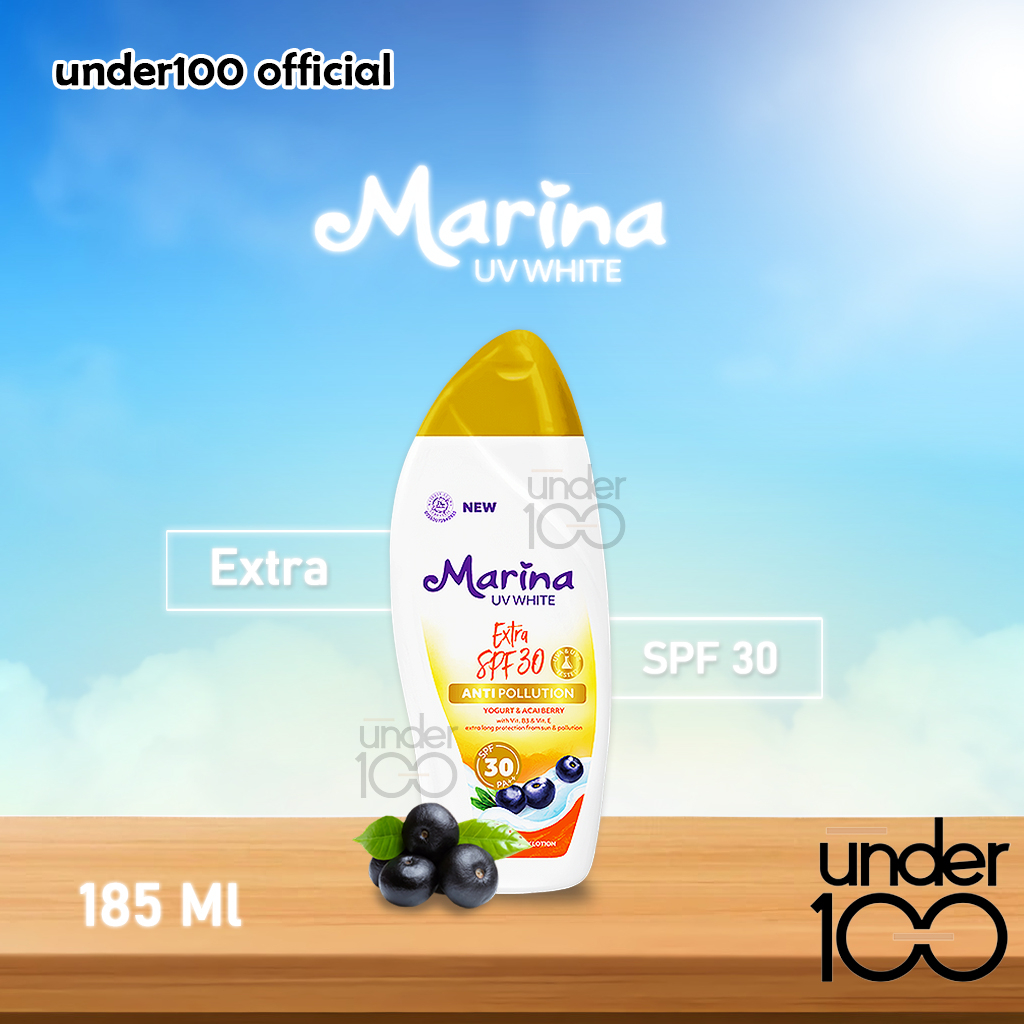 Jual Under100 Marina UV White Sunblock SPF 30 85ml | UV White Extra SPF 30 92ml | 185ml | HALAL ...