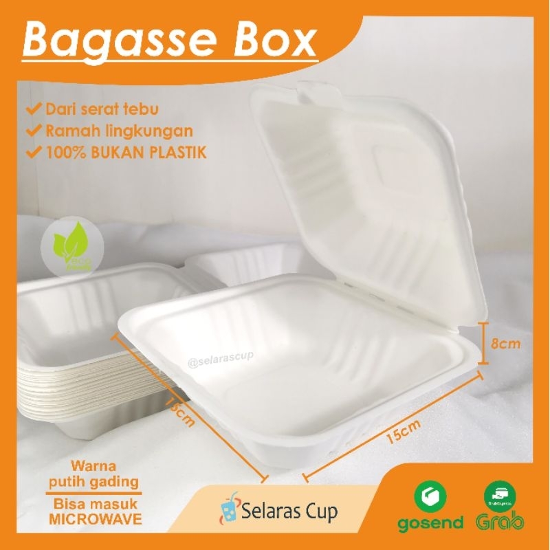 Jual ISI 25 bagasse box 15x15 - wadah korean bento cake terbuat dari ...