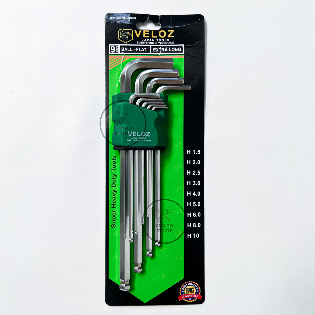 Jual VELOZ kunci l set panjang pendek 9pcs kunci l set panjang pendek hex torx ballpoint hex key ...
