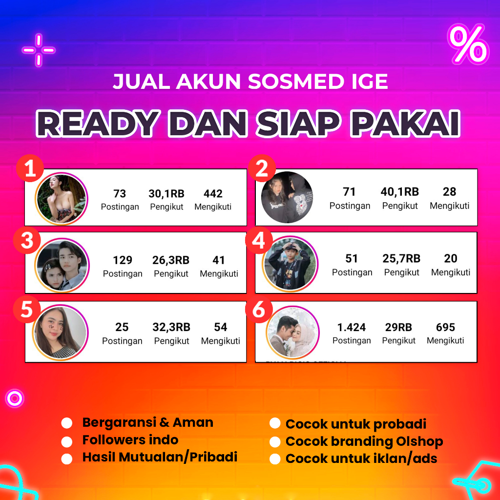 Jual Jual Acc akun Instagram siap pakai, data lengkap bergaransi ...