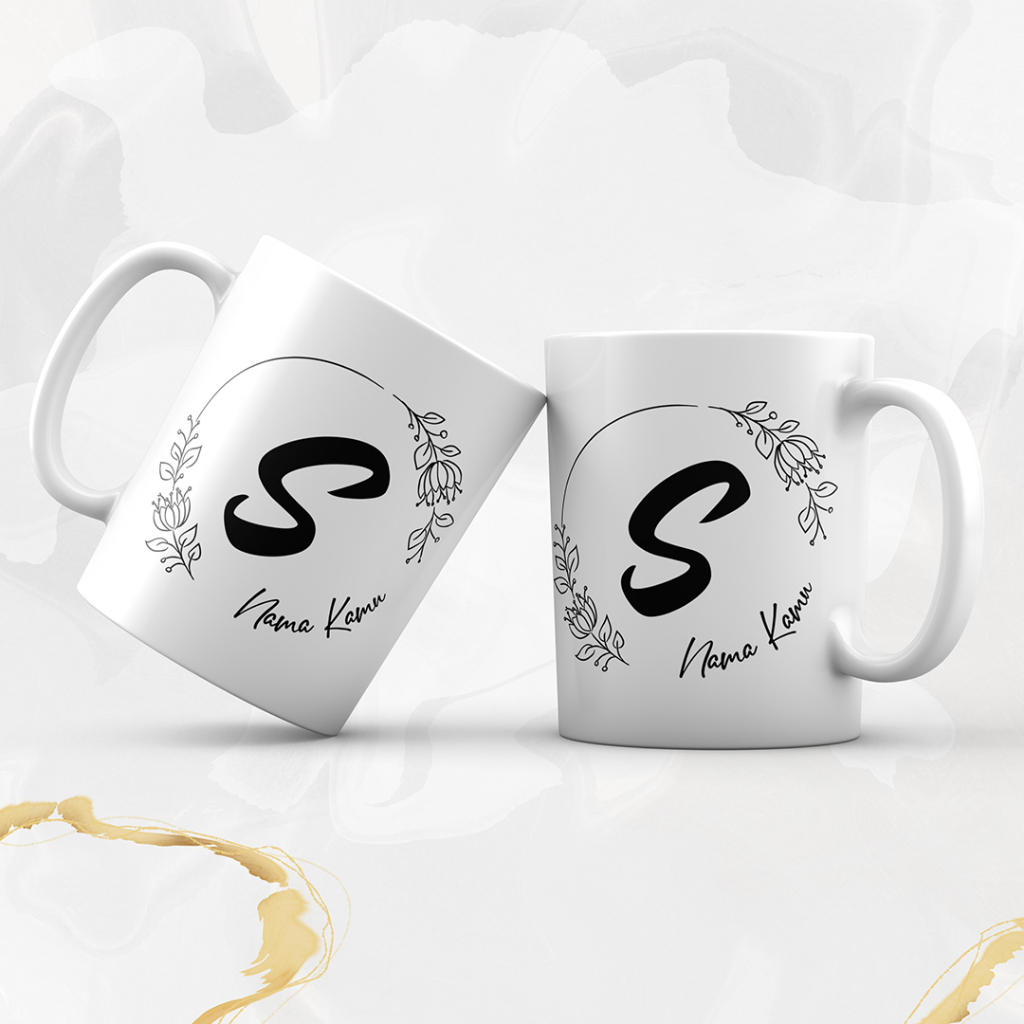 Jual MUG INISIAL NAMA / MUG CUSTOM NAMA / CETAK SOUVENIR MUG GELAS KADO ...