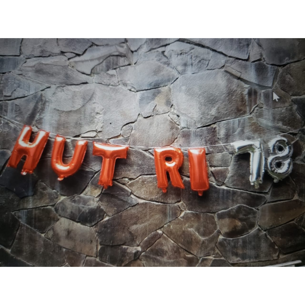 Jual Balon Foil huruf PAKET HUT RI 78 merah / silver ( 1 set 7 huruf ...