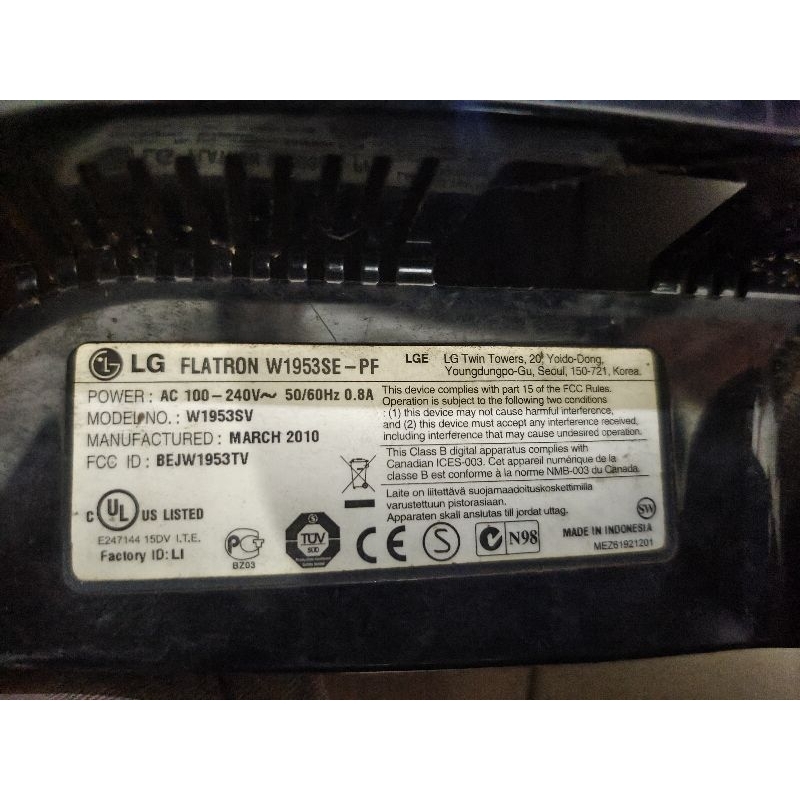 Jual Mainboard MB Power Supply PSU LCD Monitor LG Flatron W1953SE-PF ...