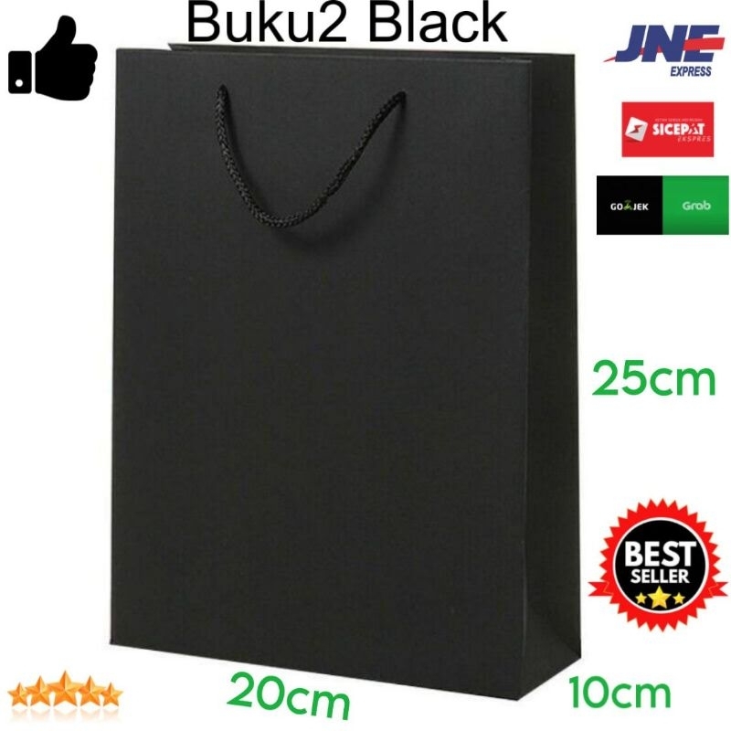 Jual PAPERBAG BUKU HITAM POLOS UK 20X10X25 / TAS KERTAS HITAM POLOS / PAPERBAG HITAM POLOS ...