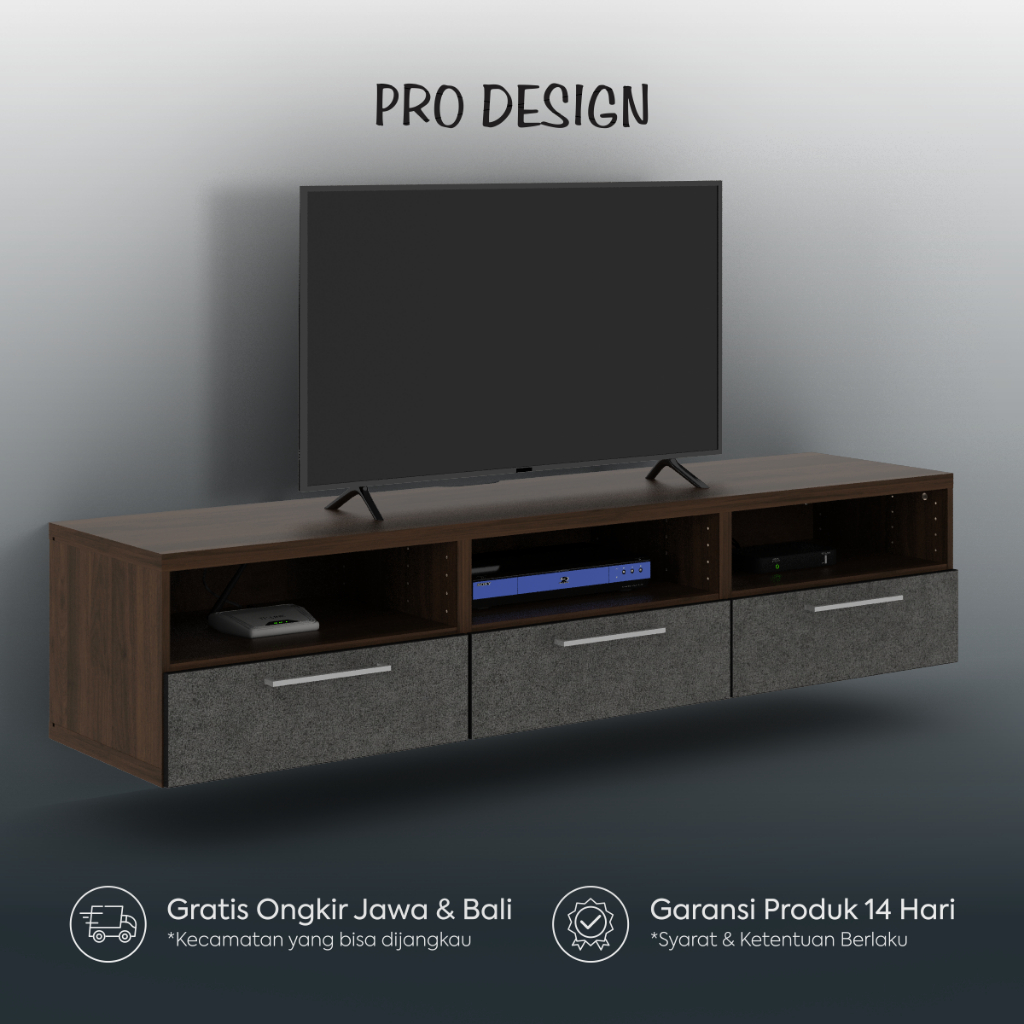 Jual Pro Design Calculus Rak TV / Meja TV Gantung 3 Rak 3 Laci | Shopee ...