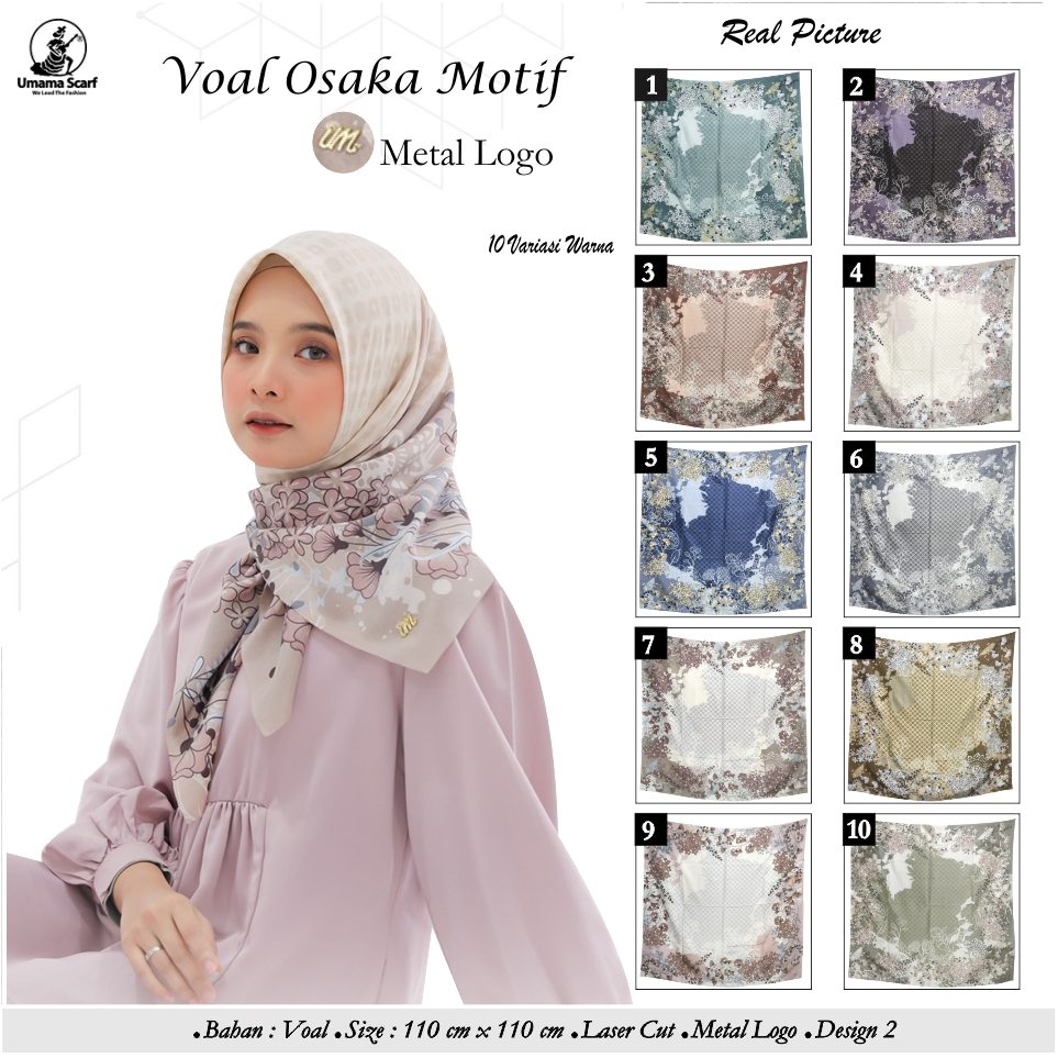Jual Jilbab Segi Empat Premium Voal Osaka Design 2 Metal Logo by Umama ...