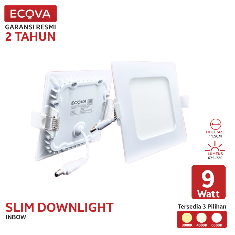 Jual Ecova Slim Downlight Lampu Panel LED Kotak Inbow 9 Watt | Shopee ...