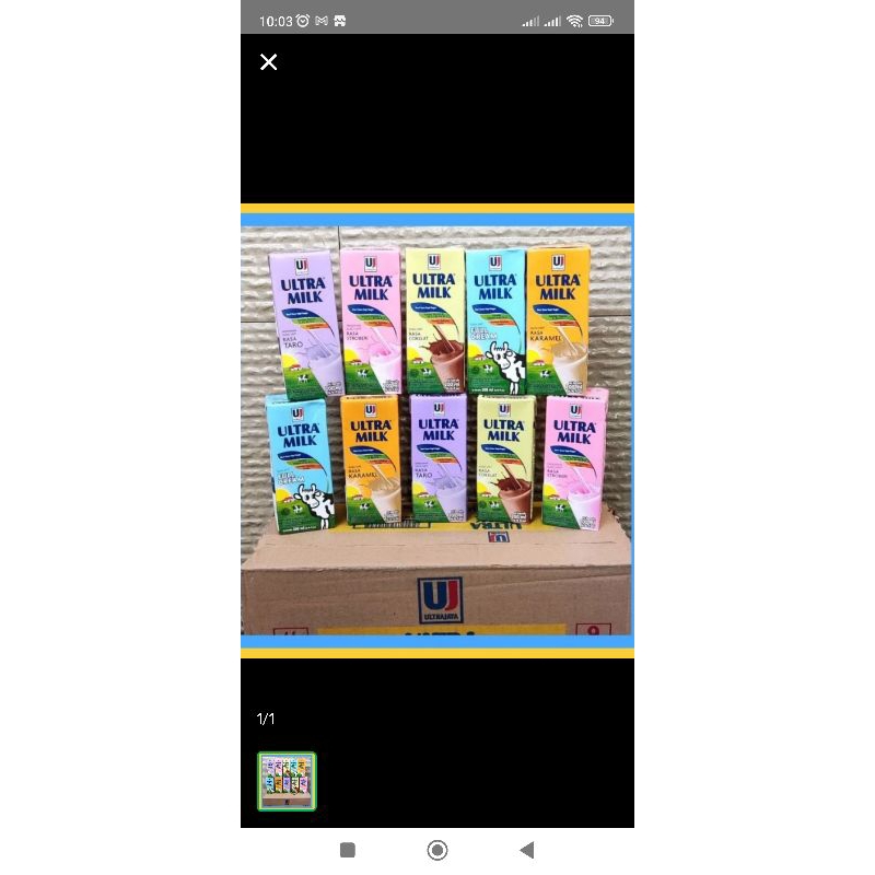 Jual Susu UHT Ultra Milk 200 ml 1 karton isi 24pcs cokelat stroberi ...