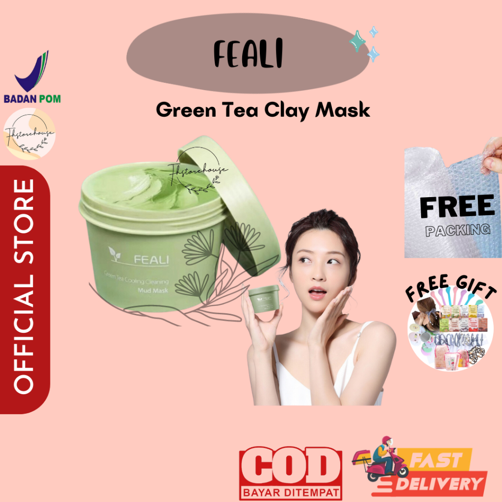 Jual FEALI Green Tea Clay Mask Masker Wajah Green Tea Pore Clean Clay ...