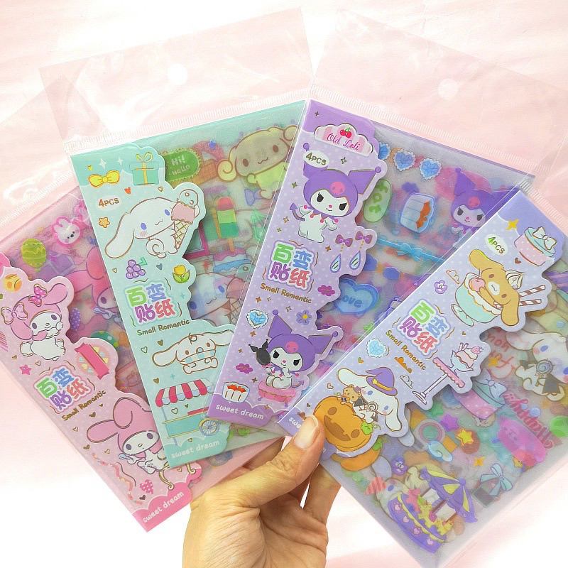 Jual 1set isi 4 lembar stiker kuromi moroll melody cinamoroll sanrio ...