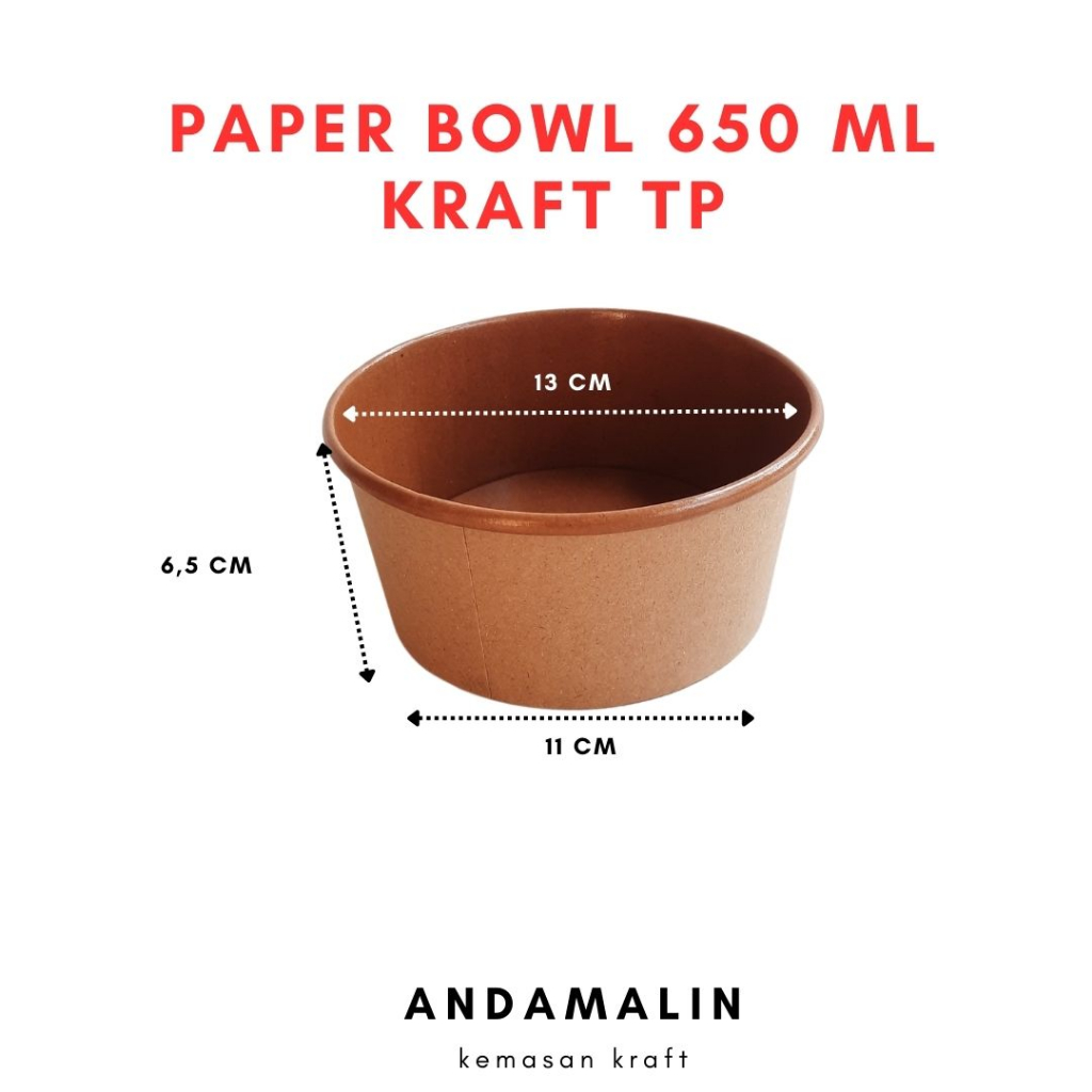 Jual Paper bowl 650 ml Kraft isi 25 pcs per pak | Shopee Indonesia