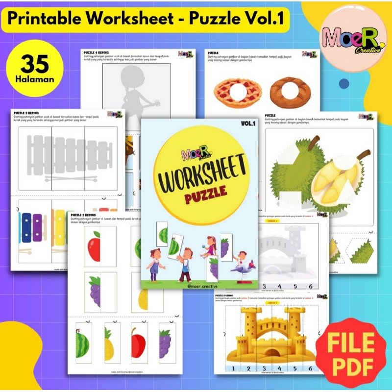 Jual Printable Worksheet Puzzle Vol.1 35 Halaman (FILE PDF) Untuk usia ...