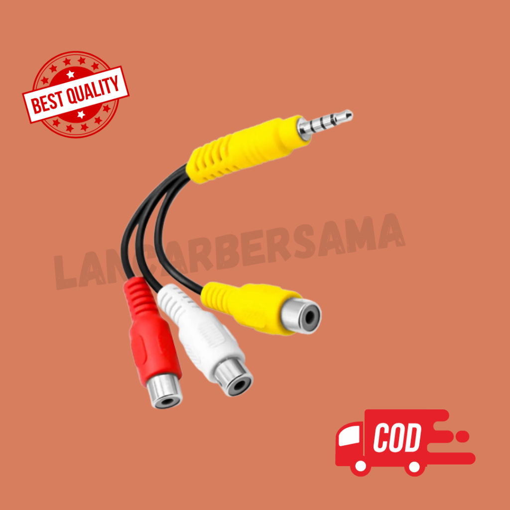 Jual KABEL JACK AV 3.5MM GARIS 3 TO 3 RCA FEMALE - 3.5 MALE TO 3 RCA ...