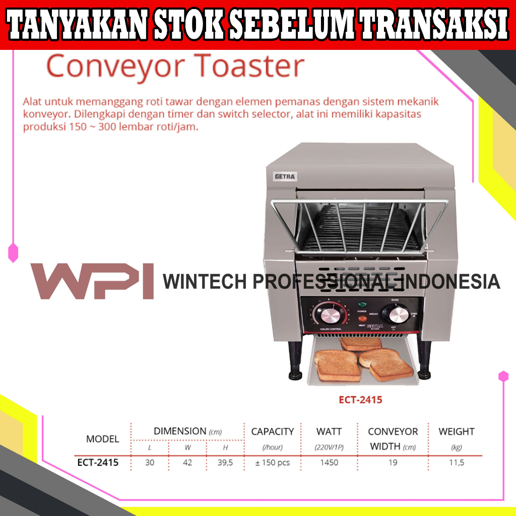 Jual GETRA ECT-2415 ECT 2415 ECT2415 Conveyor Toaster Mesin Pembakar ...