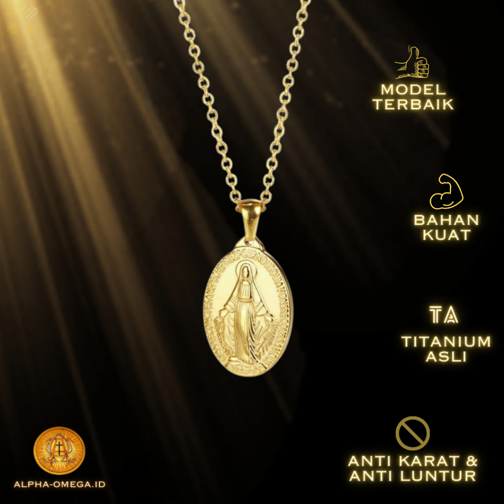Jual ALPHA OMEGA - Kalung Medali Wasiat Bunda Maria Titanium | Aksesoris Rohani Wanita Katolik ...