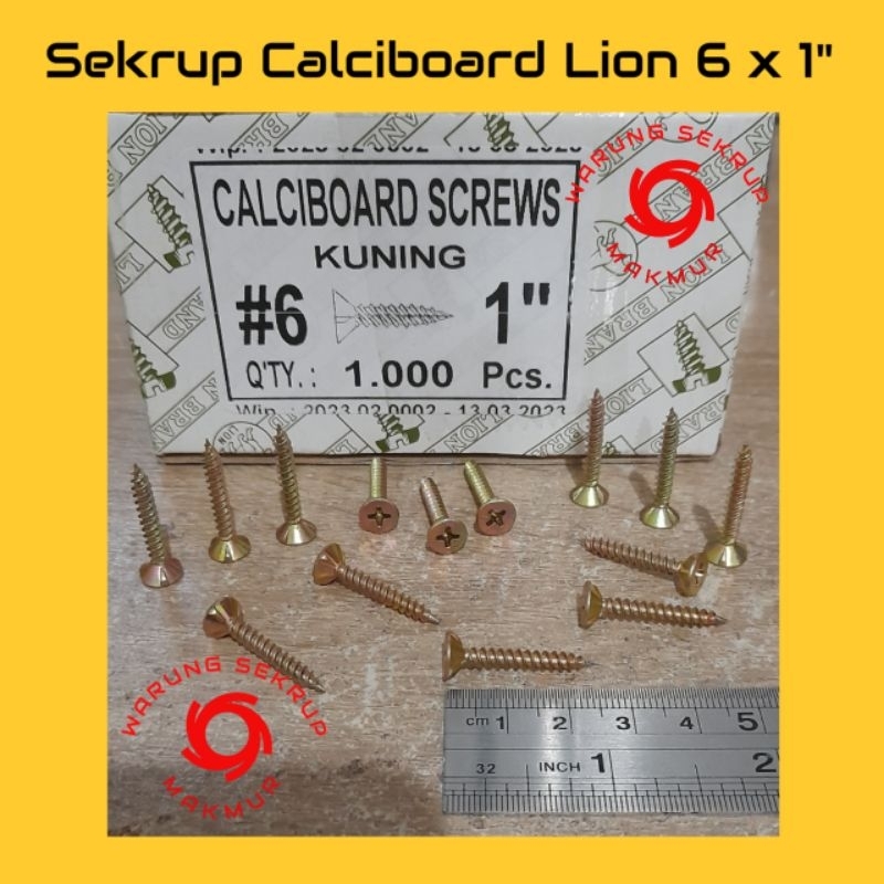 Jual (1 Box) Sekrup Kuning GRC Kalsi 6x1 / Calciboard Lion #6x1 (2.5CM ...