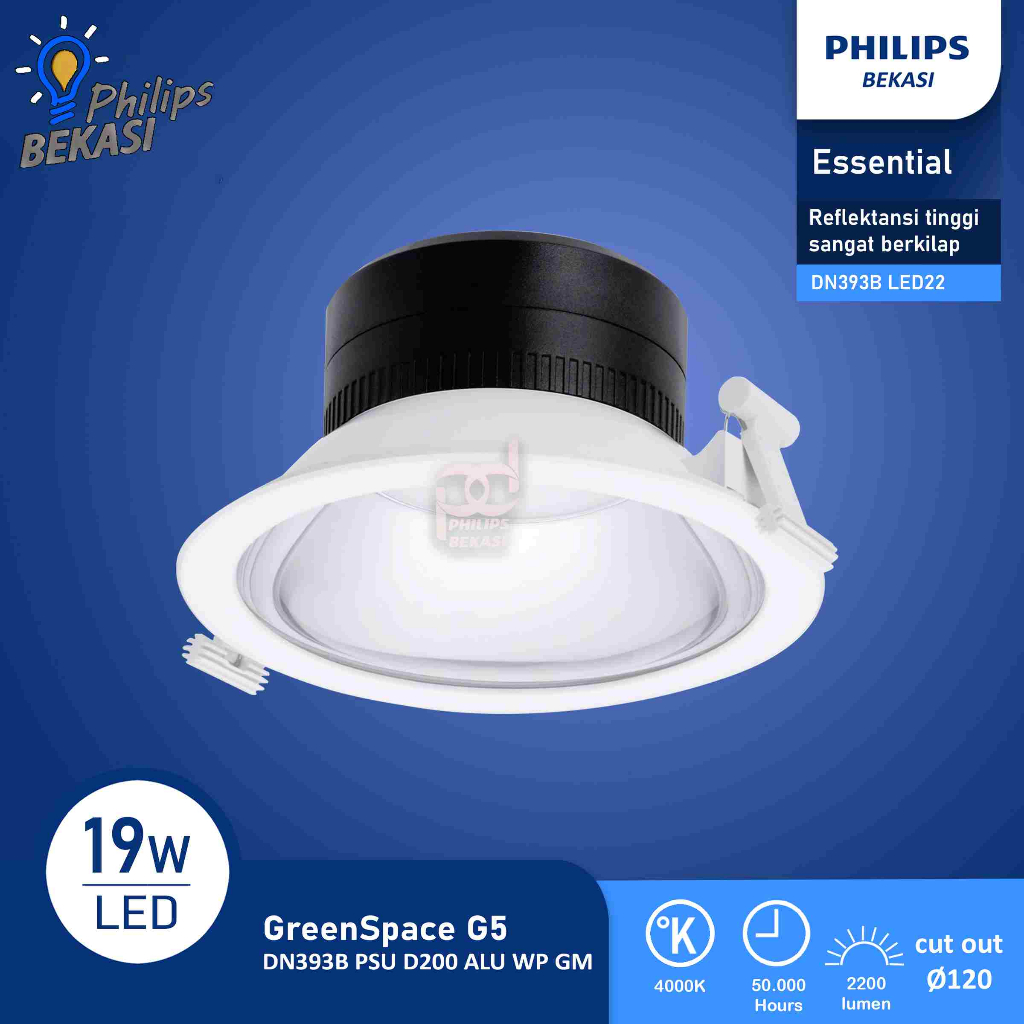 Jual Philips Lampu Downlight DN393B 19W LED22/840 PSU D200 ALU WP GM ...