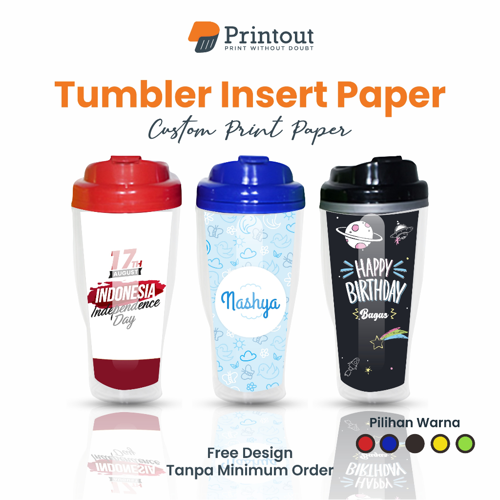 Jual PRINTOUT Tumbler Insert Paper Botol Minum Plastik 450ml - Tumbler ...