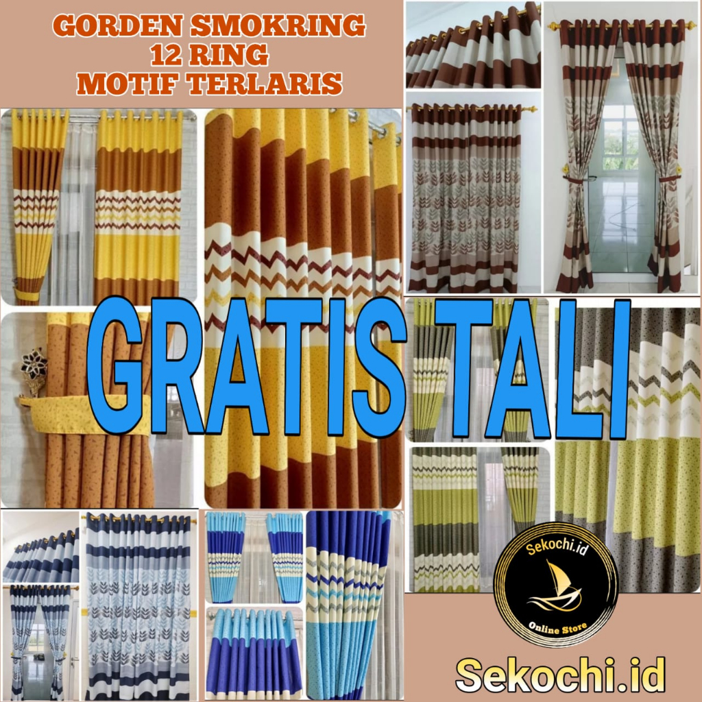 Jual Gorden hordeng smokring 12 ring gratis tali untuk pintu dan ...