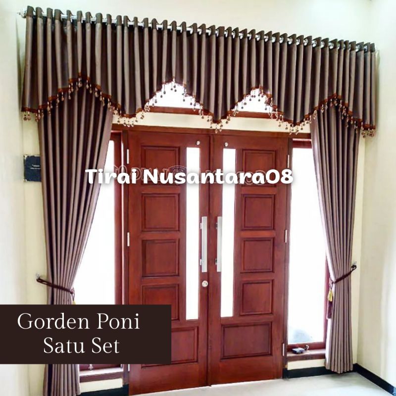 Jual 1 Set Gorden Poni Jendela Atas Pintu Tengah Ruang Tamu Panjang ...