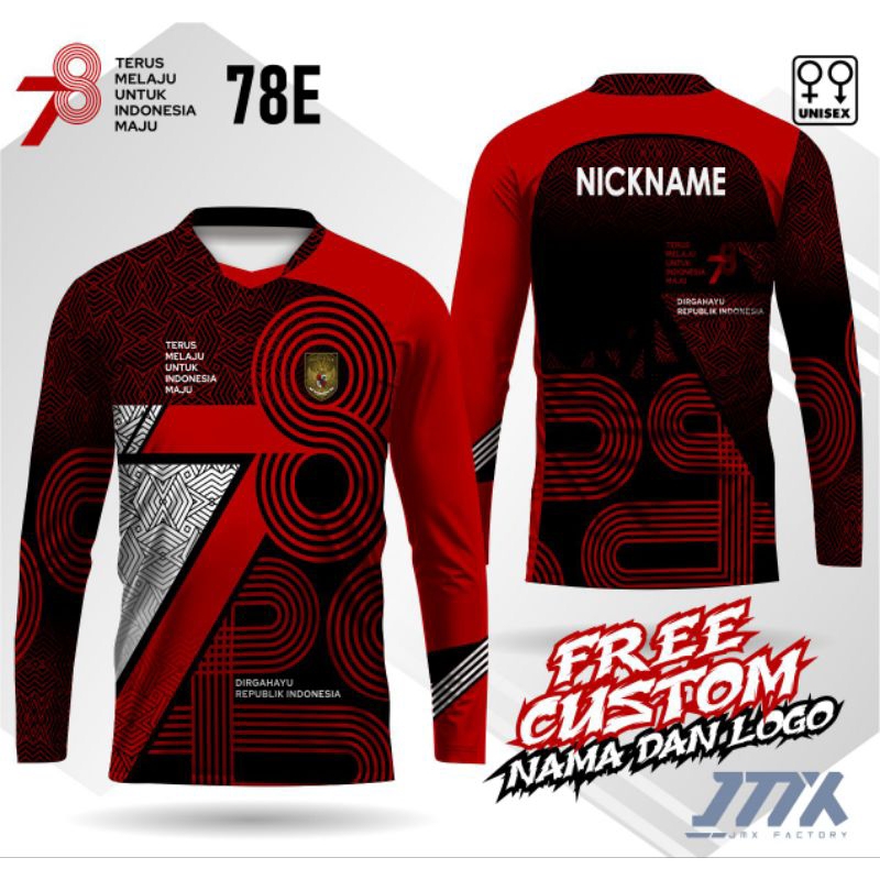 Jual Jersey Hut ri 78 lengan panjang kaos kemerdekaan indonesia custom nama dan logo | Shopee ...