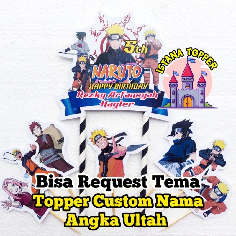 Jual Topper Cake Custom Nama Tema Naruto, Ninjago, Superman, Spiderman ...