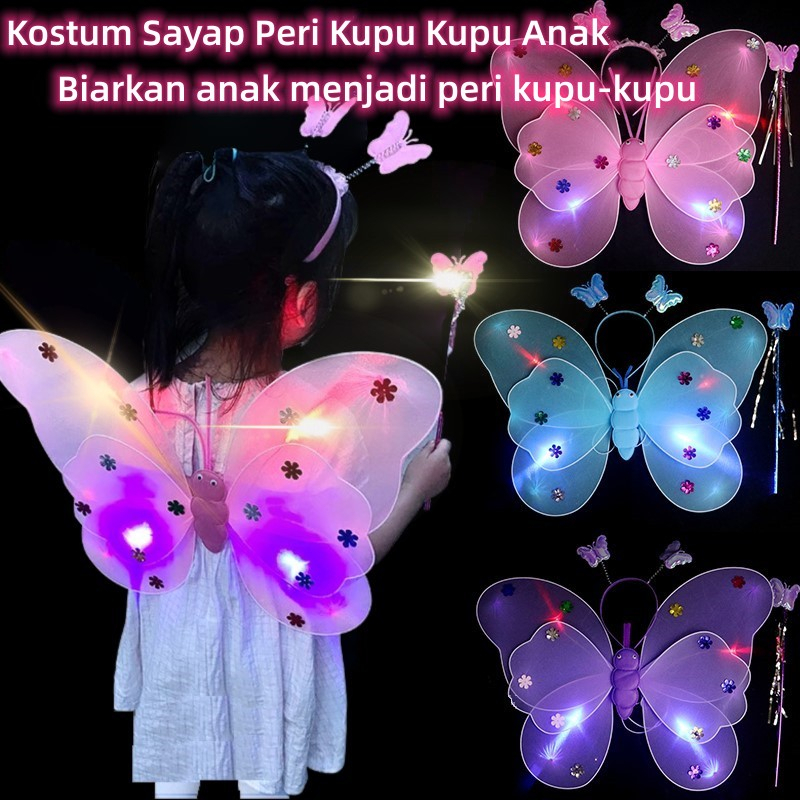 Jual Kostum Sayap Peri Kupu Kupu Anak / Kostum Peri / Tongkat Bando ...