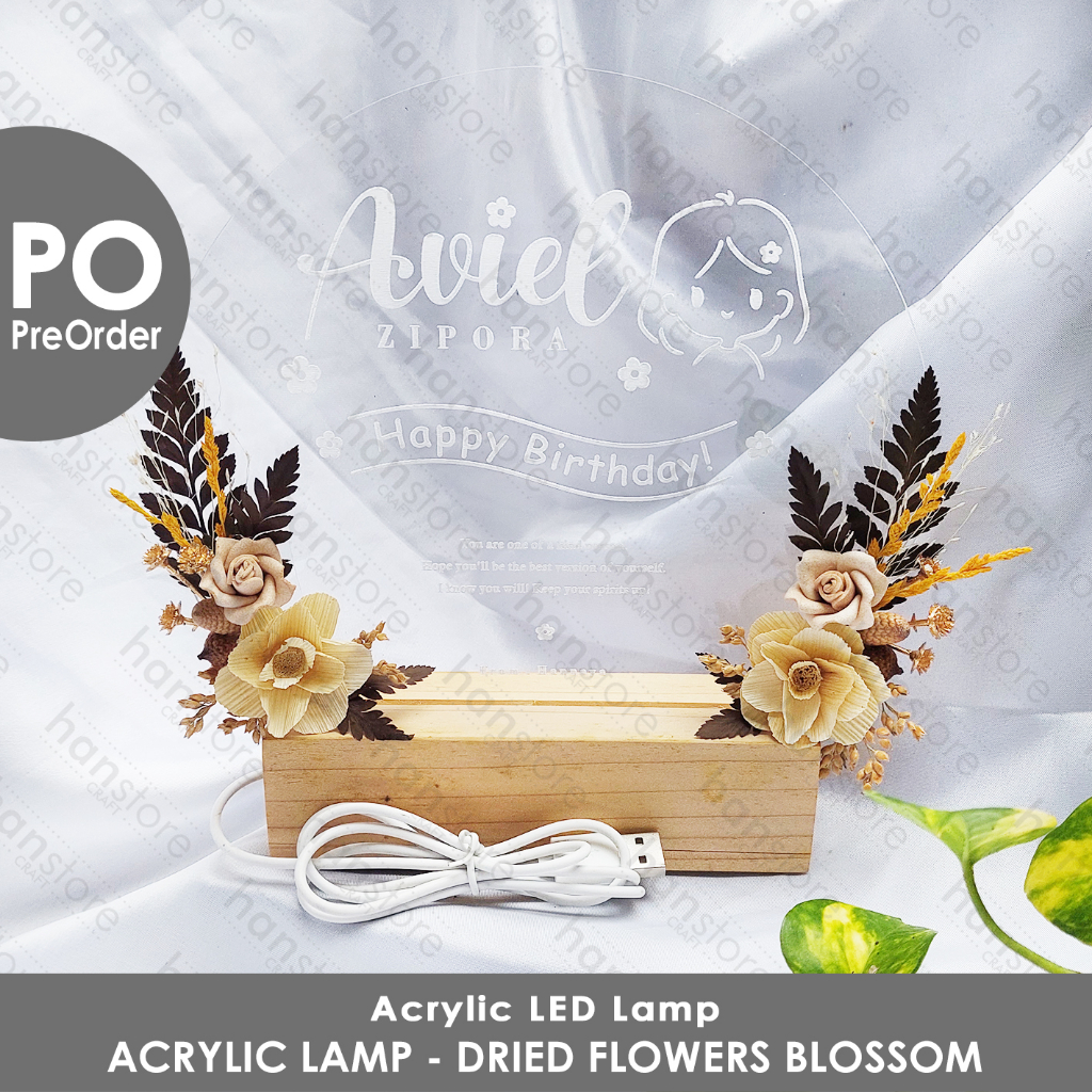 Jual PO CUSTOM Akrilik LED wood stand - Dried Flowers BLOSSOM / Gift ...