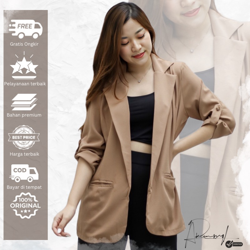 Jual Blazer Wanita Korea Tangan Panjang - Blezer Wanita Premium - Outer Wanita Basic Polos - Jas ...