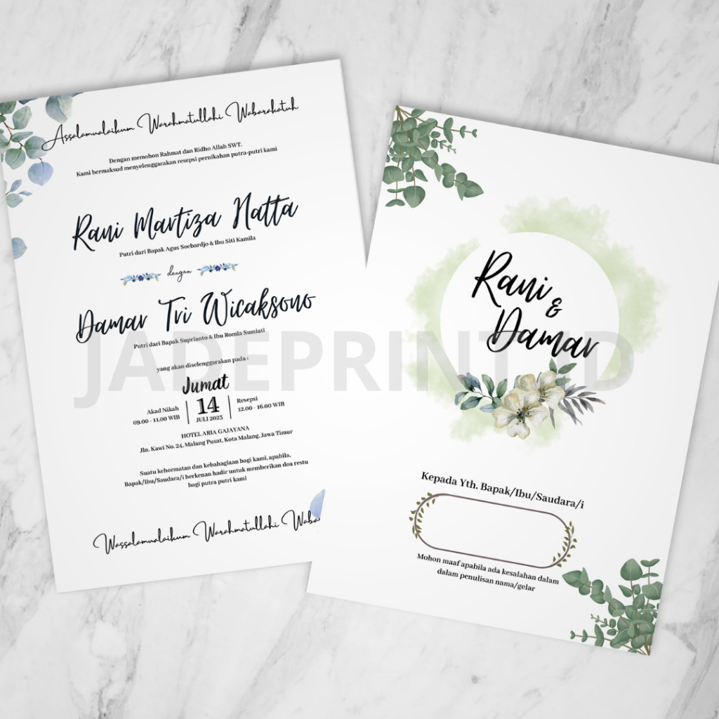 Jual [JADE] Undangan A5 Dua Sisi Undangan Wedding Murah Undangan ...
