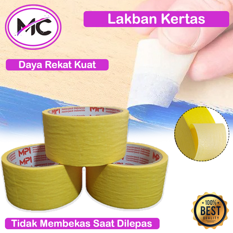 Jual Lakban Kertas 1/2 inch 1 inch 2 inch Masking Tape Perekat Selotip ...