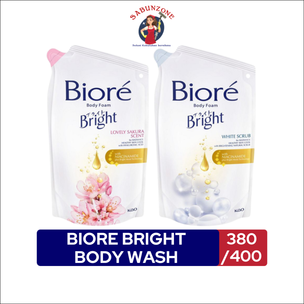 Jual Sabun Mandi Cair Biore Body Foam Bright White Scrub / Lovely Sakura Pink 400/380 ml Natural ...