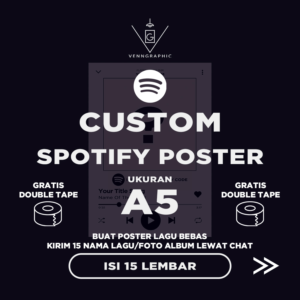 Jual Poster Lagu Spot!fy Musik Custom (Bebas 15/20 Lagu) Ukuran A5 15/ ...