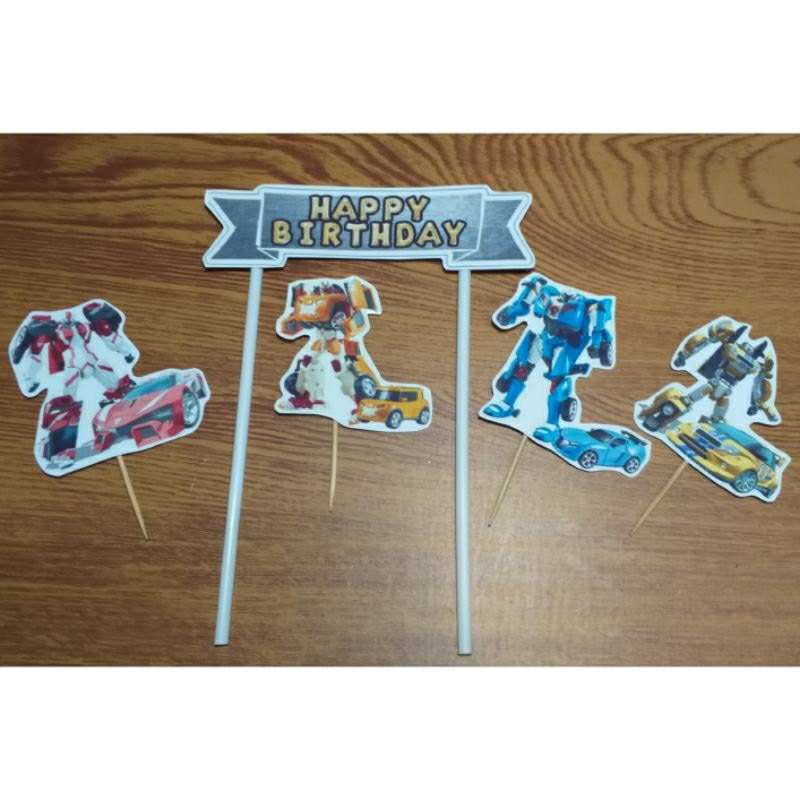Jual Topper cake hiasan kue happybirthday transformers | Shopee Indonesia