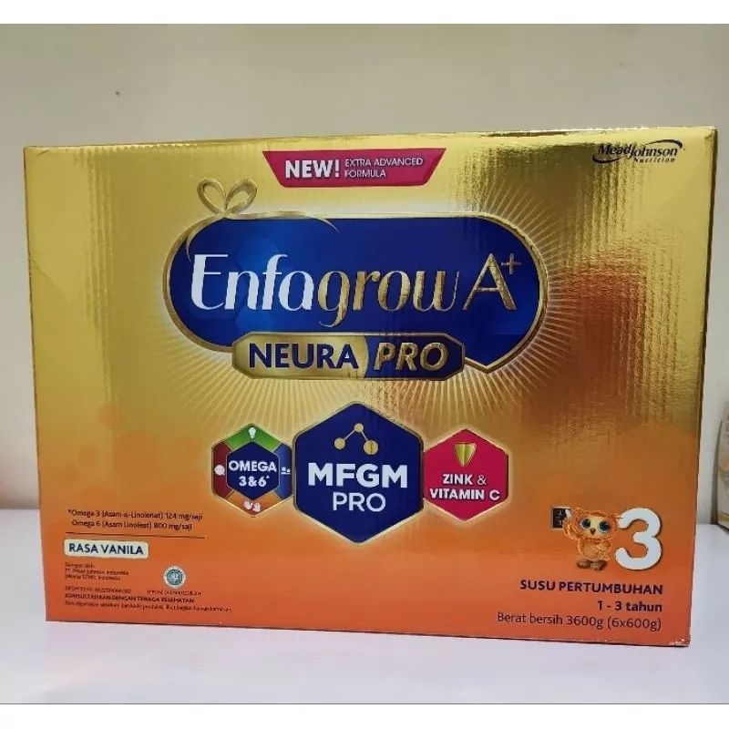 Jual Susu Enfagrow A+3 3600 gram kemasan MFGM-Rasa Vanila | Shopee ...