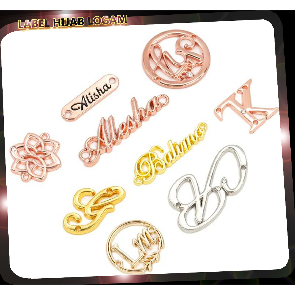 Jual Grosir label hijab custom alloy anhas desain 3D aksesoris kerudung ...